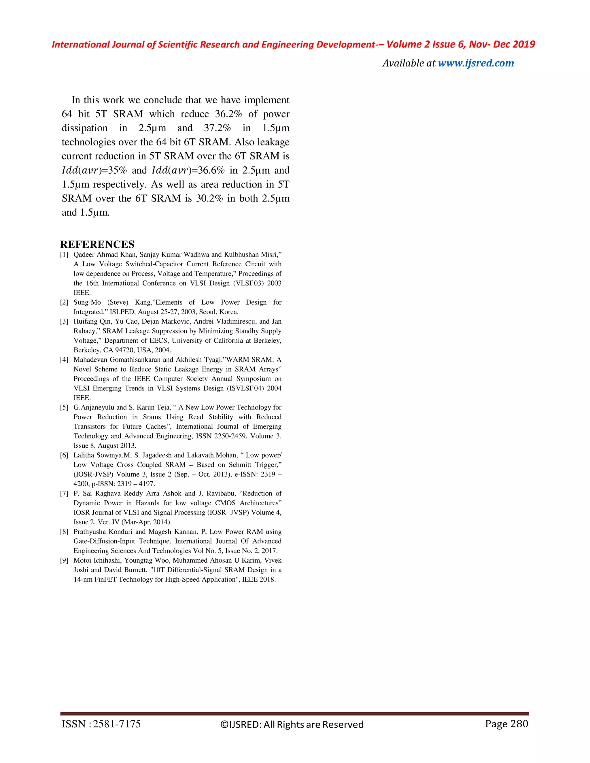 Advantages of 64 Bit 5T SRAM | PDF