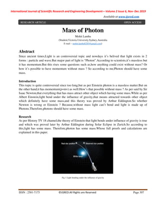 MASS OF PHOTON | PDF