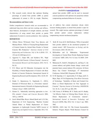 Investigating Mechanical Properties of Animal Bone Powder Partially Replaced Cement in Concrete ...