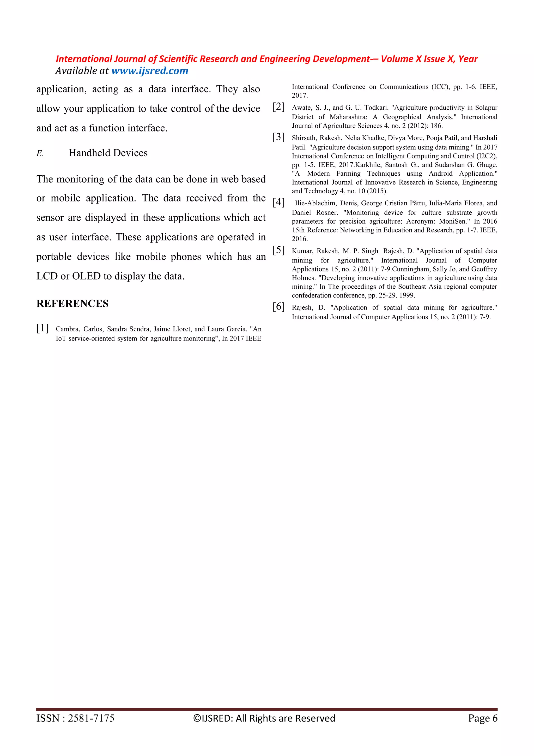 An Architectural design proposal for IoT in Agriculture | PDF