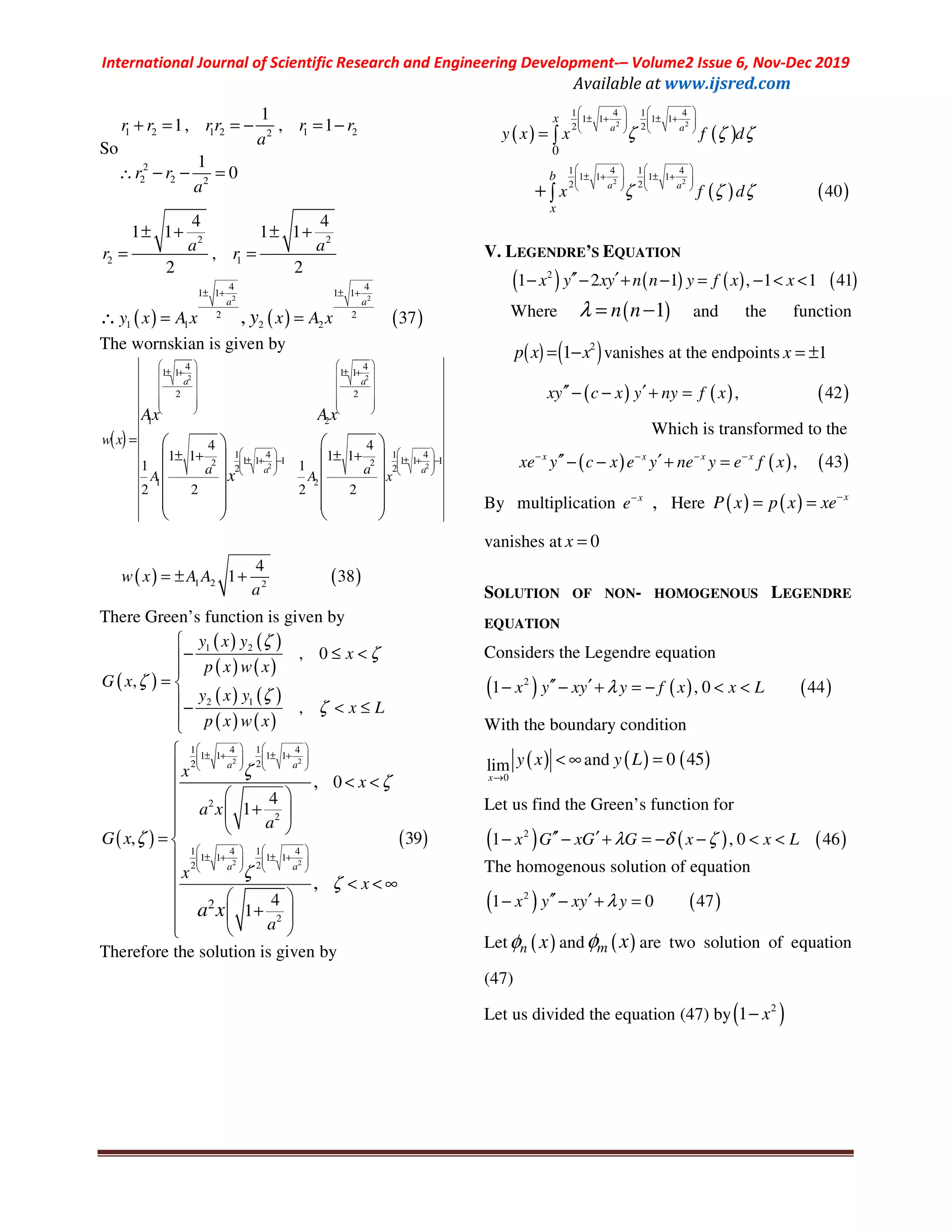 Greens Function Solution Of Non Homogenous Singular Sturm Liouville