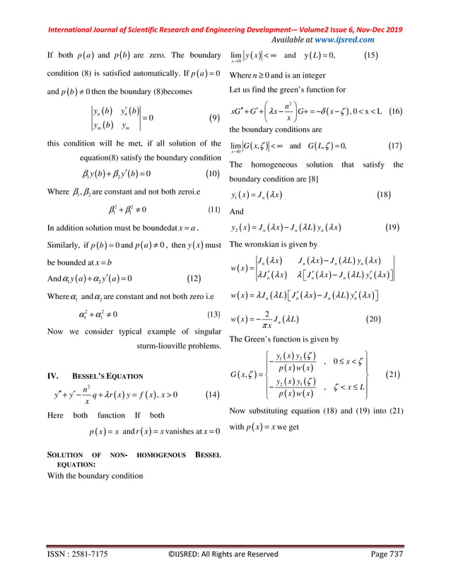 Green’s Function Solution of Non-homogenous Singular Sturm-Liouville Problem | PDF