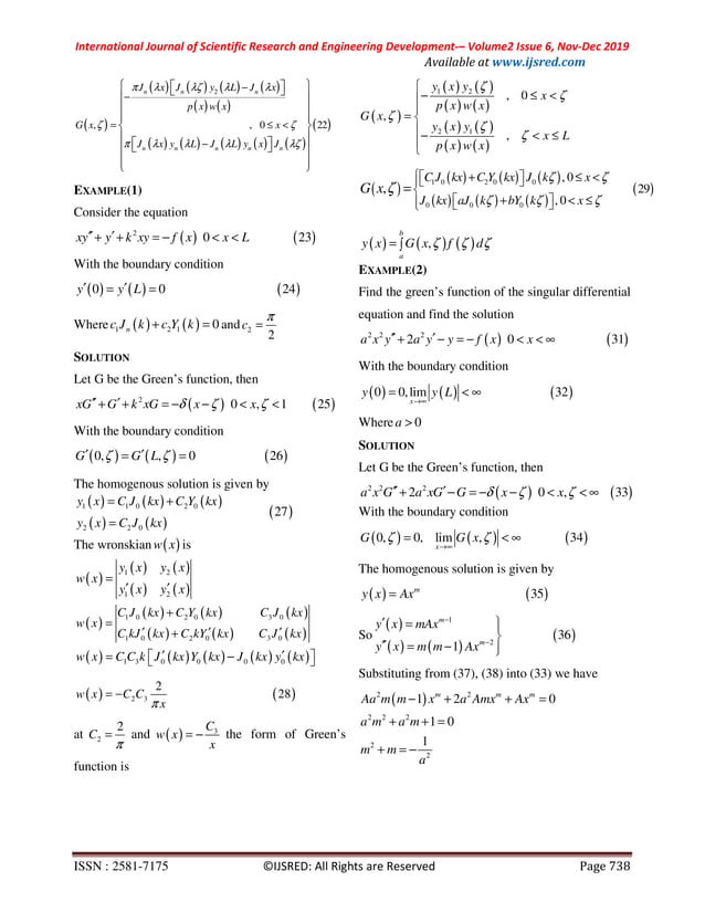 Green’s Function Solution of Non-homogenous Singular Sturm-Liouville Problem | PDF