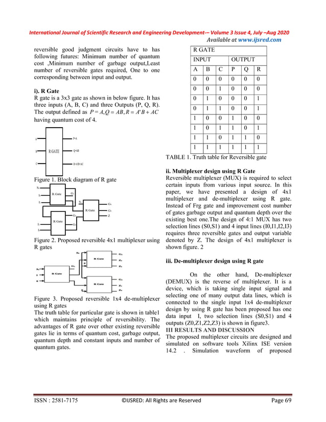 Reversible Implementation of Multiplexer and Demultiplexer Using R ...