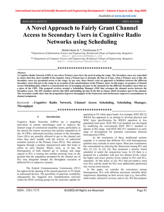 A Novel Approach to Fairly Grant Channel Access to Secondary Users in Cognitive Radio Networks ...
