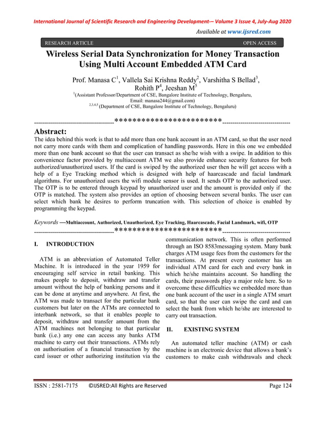 Wireless Serial Data Synchronization for Money Transaction Using Multi ...
