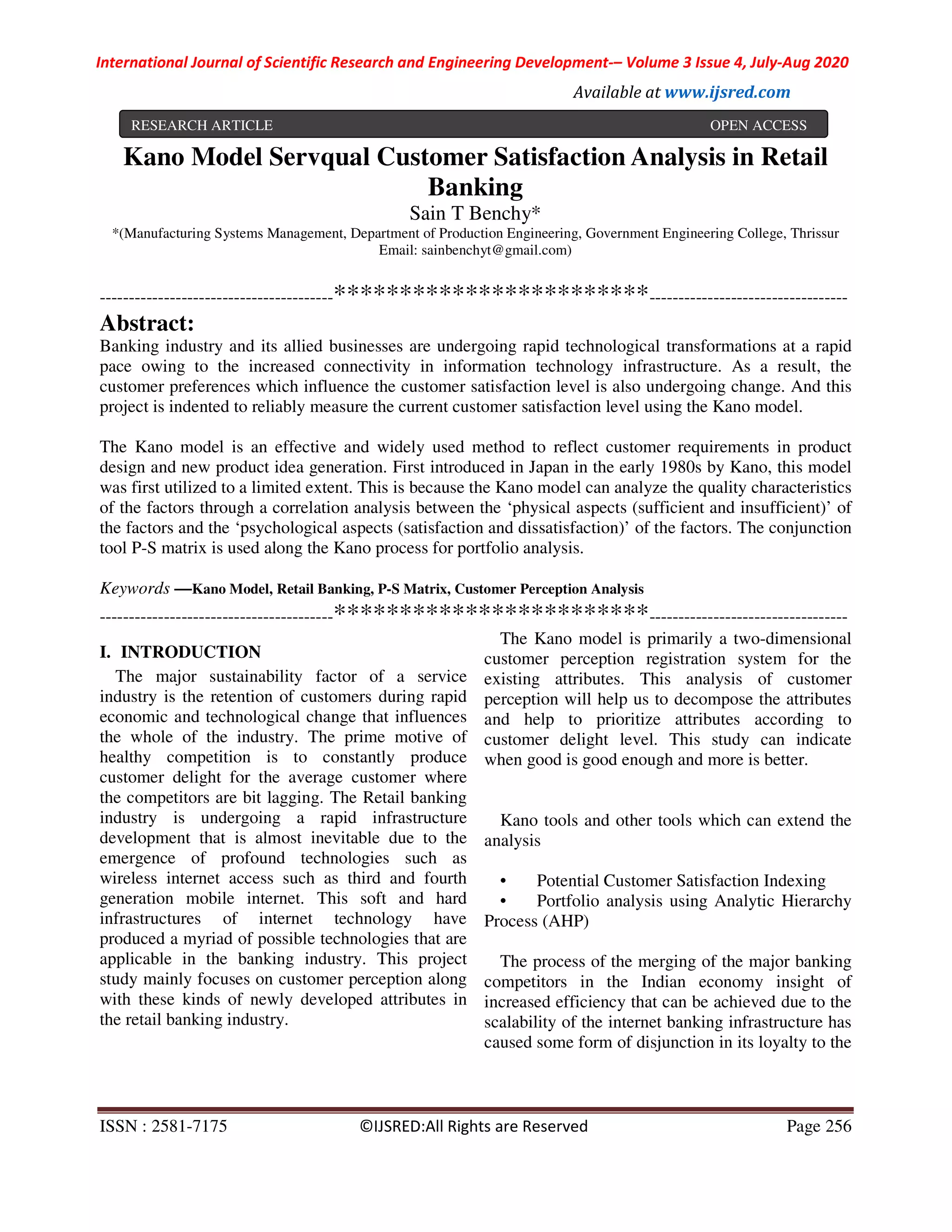 Kano Model Servqual Customer Satisfaction Analysis in Retail Banking | PDF