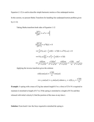 Application of Shehu Transform to Mechanics, Newton’s Law Of Cooling ...