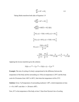 Application of Shehu Transform to Mechanics, Newton’s Law Of Cooling ...