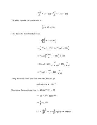 Application of Shehu Transform to Mechanics, Newton’s Law Of Cooling ...