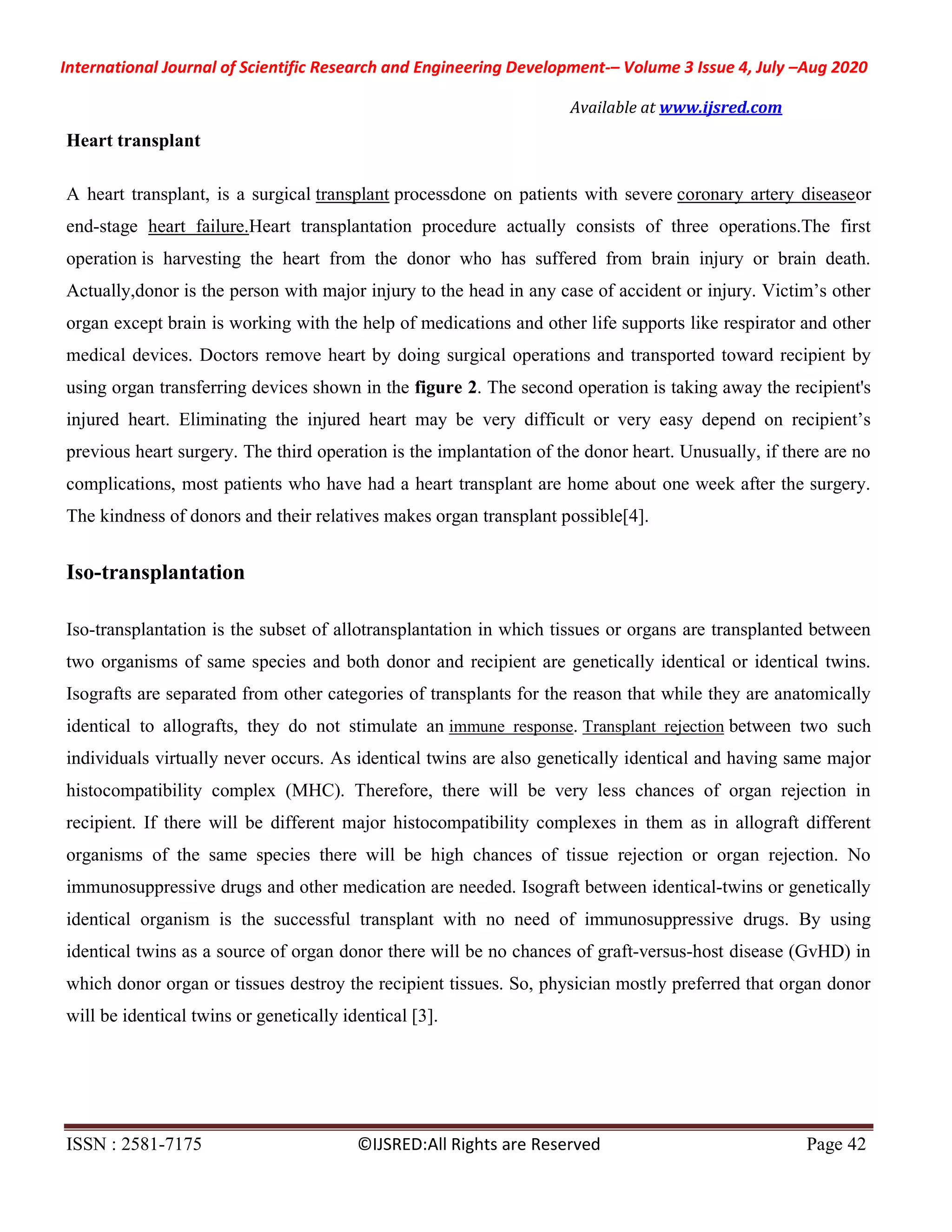 Organ Transplantation Methods and Major Reasons of Organ Rejection | PDF