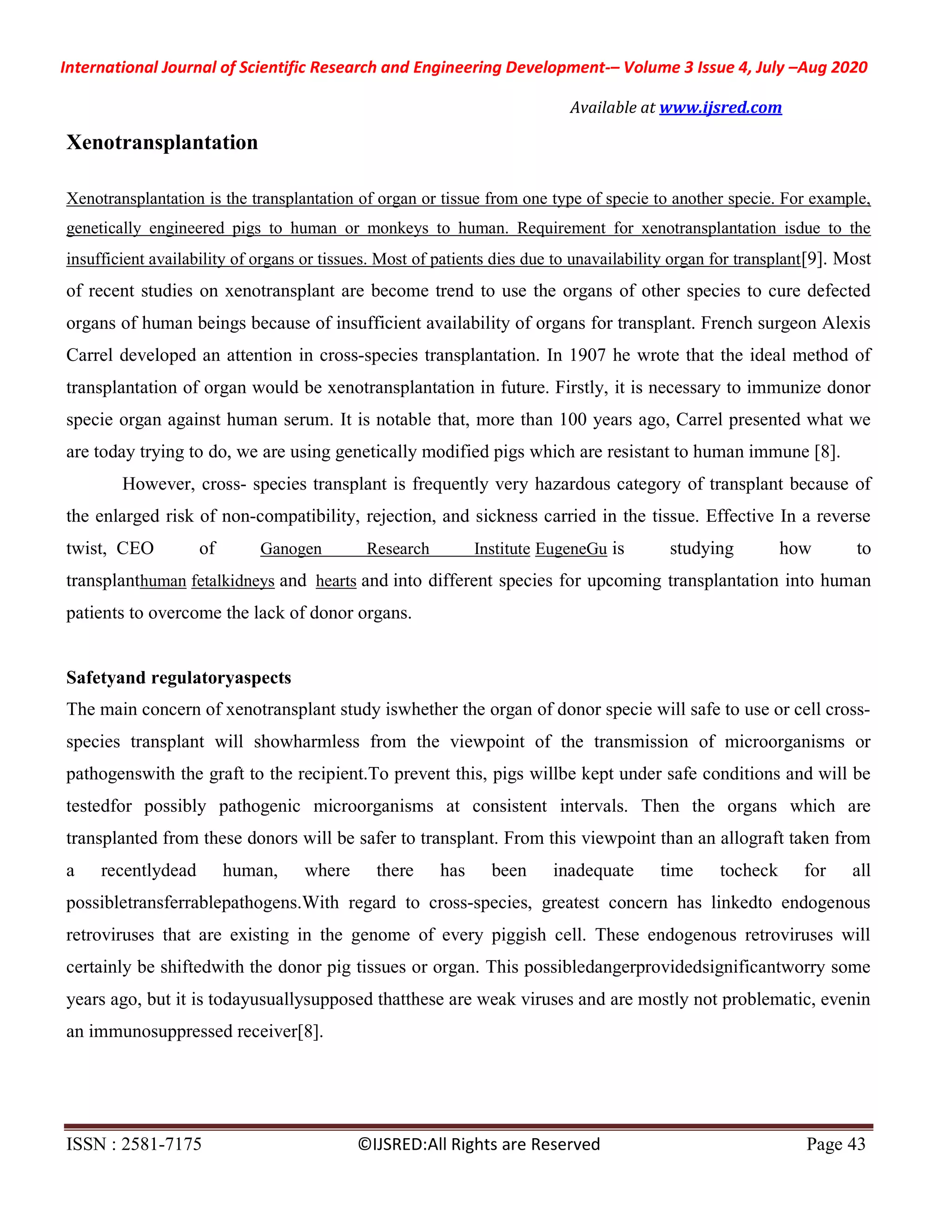 Organ Transplantation Methods and Major Reasons of Organ Rejection | PDF