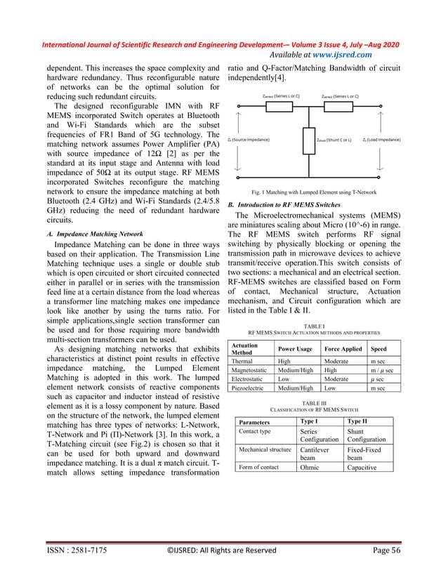 Reconfigurable Impedance Matching Network using RF MEMS Based Switch for 5G Transceivers | PDF