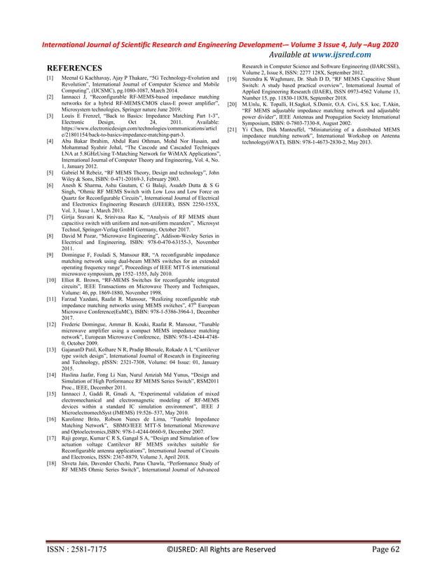 Reconfigurable Impedance Matching Network using RF MEMS Based Switch for 5G Transceivers | PDF