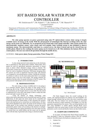 IoT Based Solar Water Pump Controller | PDF