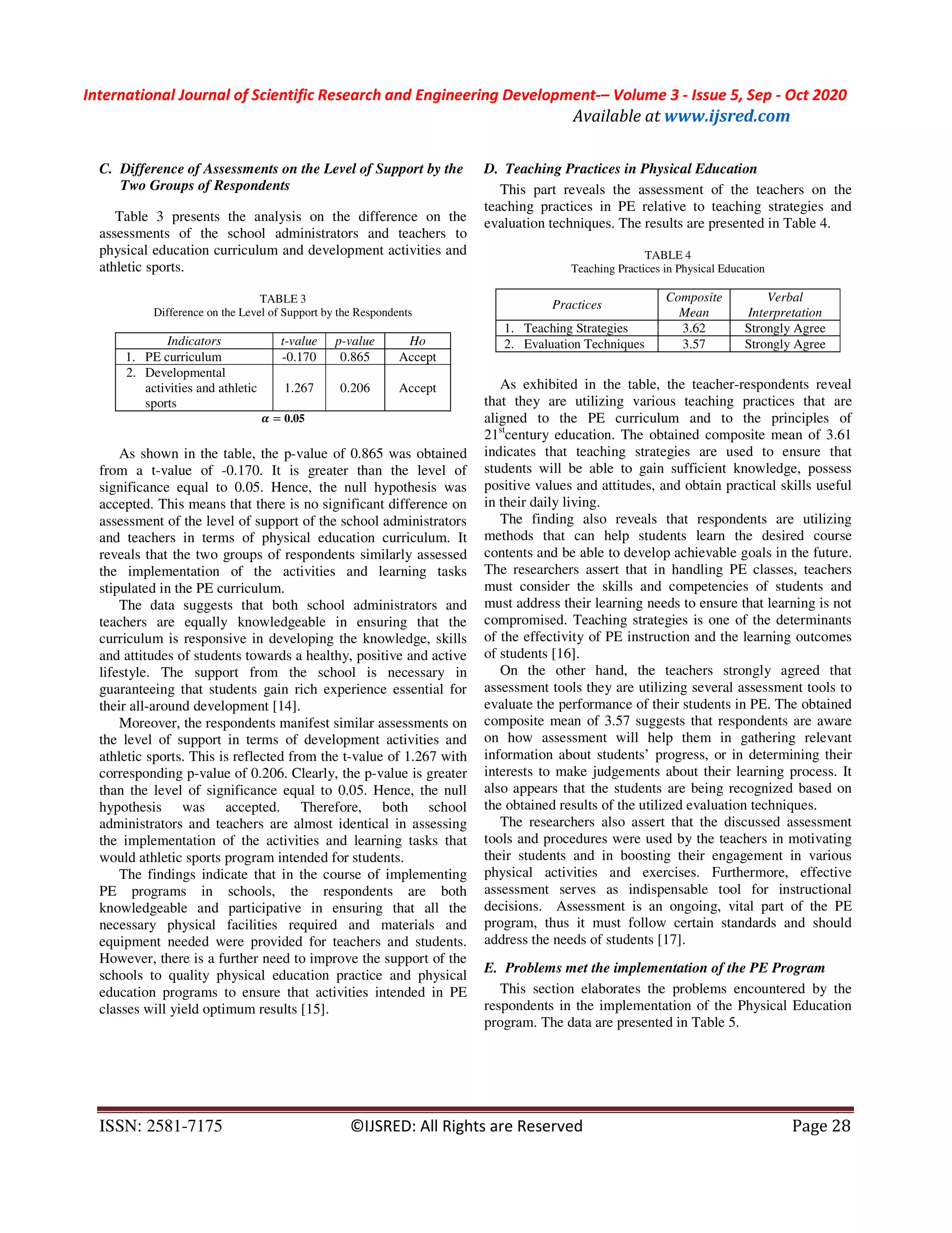 Implementation of Physical Education Program in Junior High School | PDF