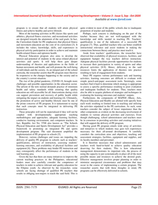 Implementation of Physical Education Program in Junior High School | PDF