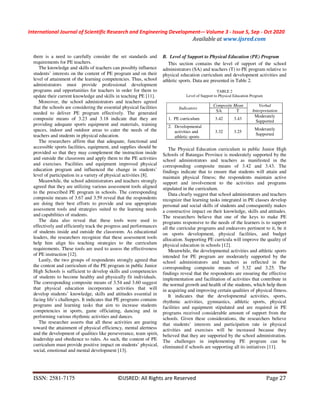 Implementation of Physical Education Program in Junior High School | PDF