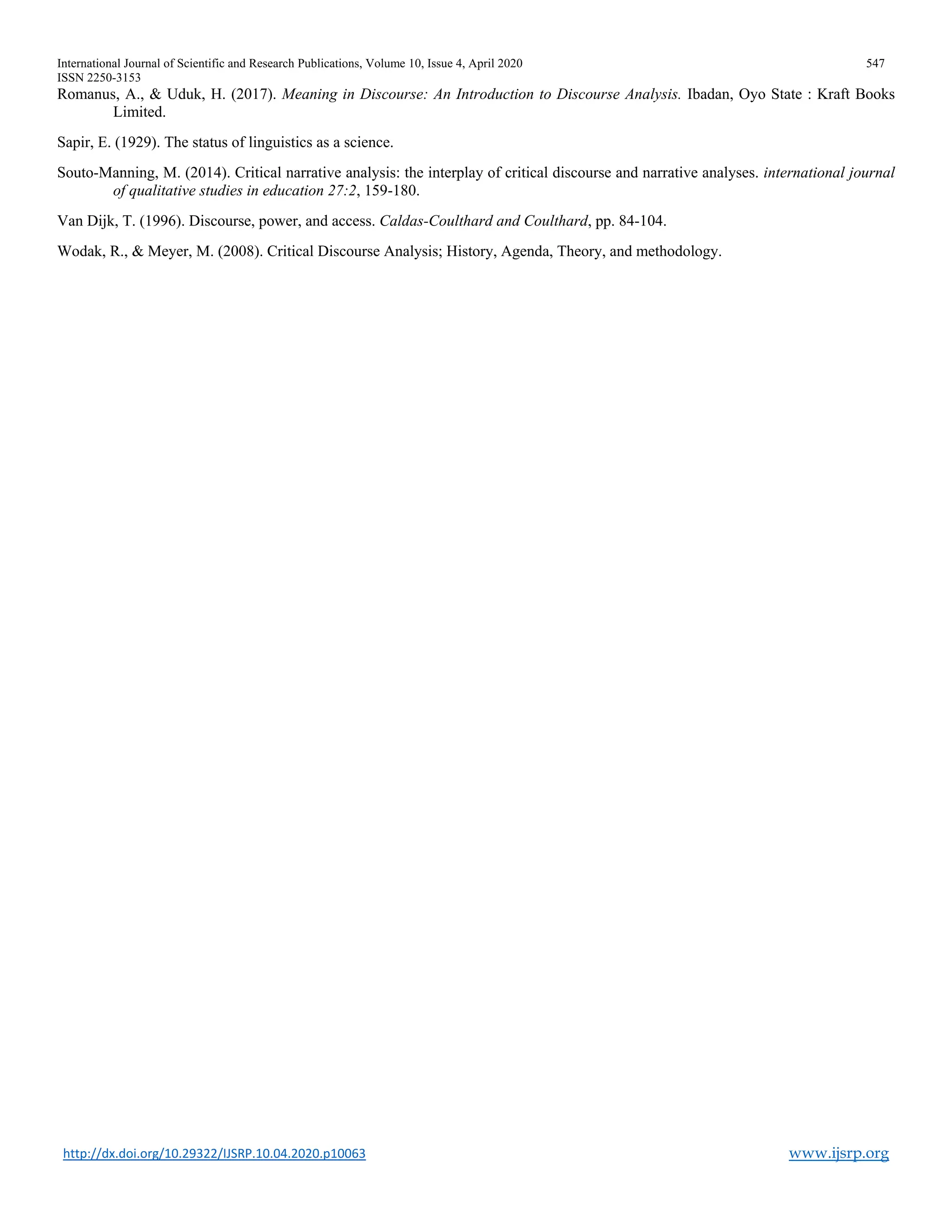 Critical Narrative Analysis in Linguistics: Analysing a Homodiegetic ...