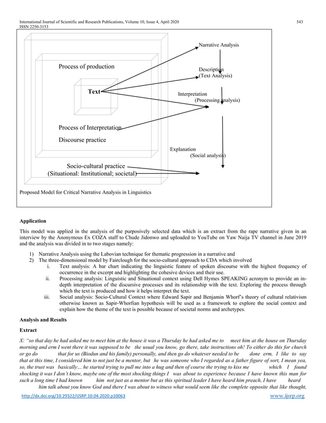 Critical Narrative Analysis in Linguistics: Analysing a Homodiegetic ...