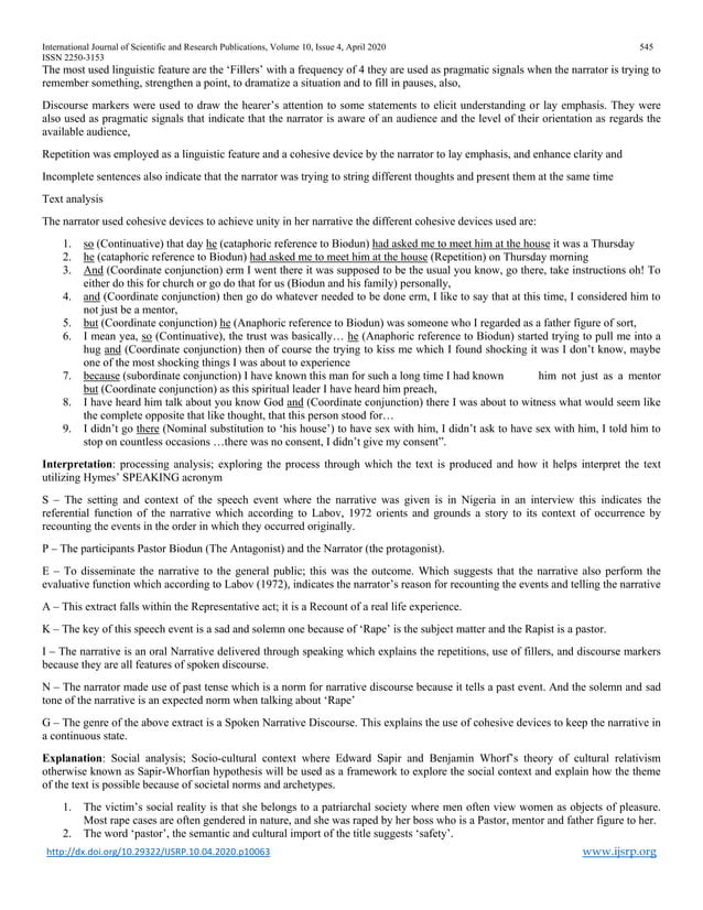 Critical Narrative Analysis in Linguistics: Analysing a Homodiegetic ...