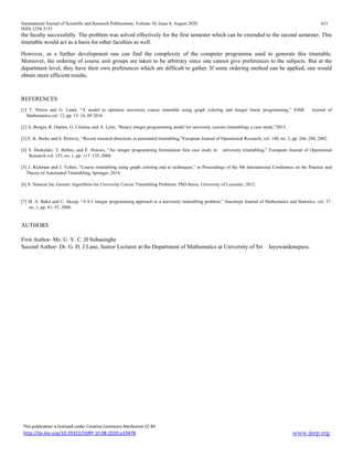 An Efficient Automated Timetable for Distance Education of the Open University of Sri Lanka | PDF