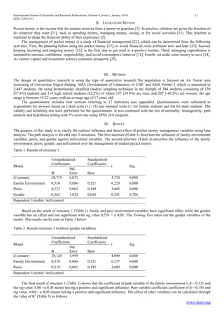 The Management of Student’s Pocket Money | PDF