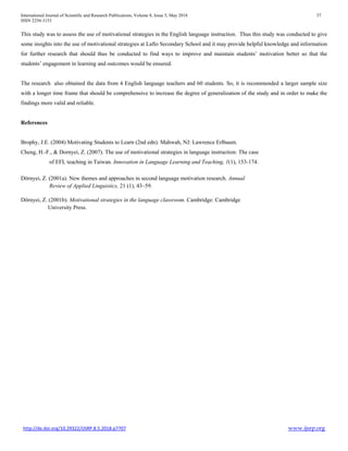 Assessing the Use of Motivational Strategies in English Language ...