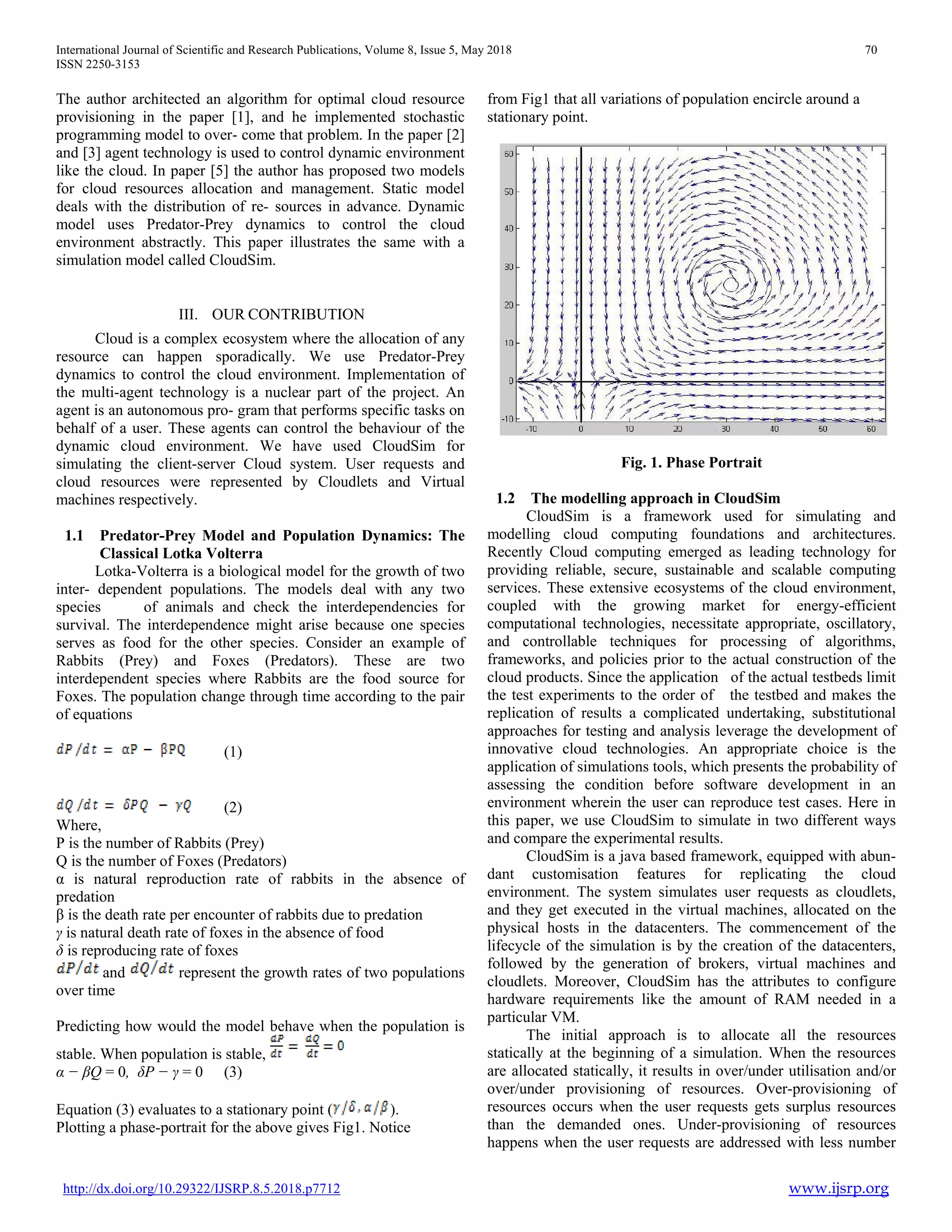 Application of Lotka-Volterra model to analyse Cloud behavior and optimise resource allocation ...