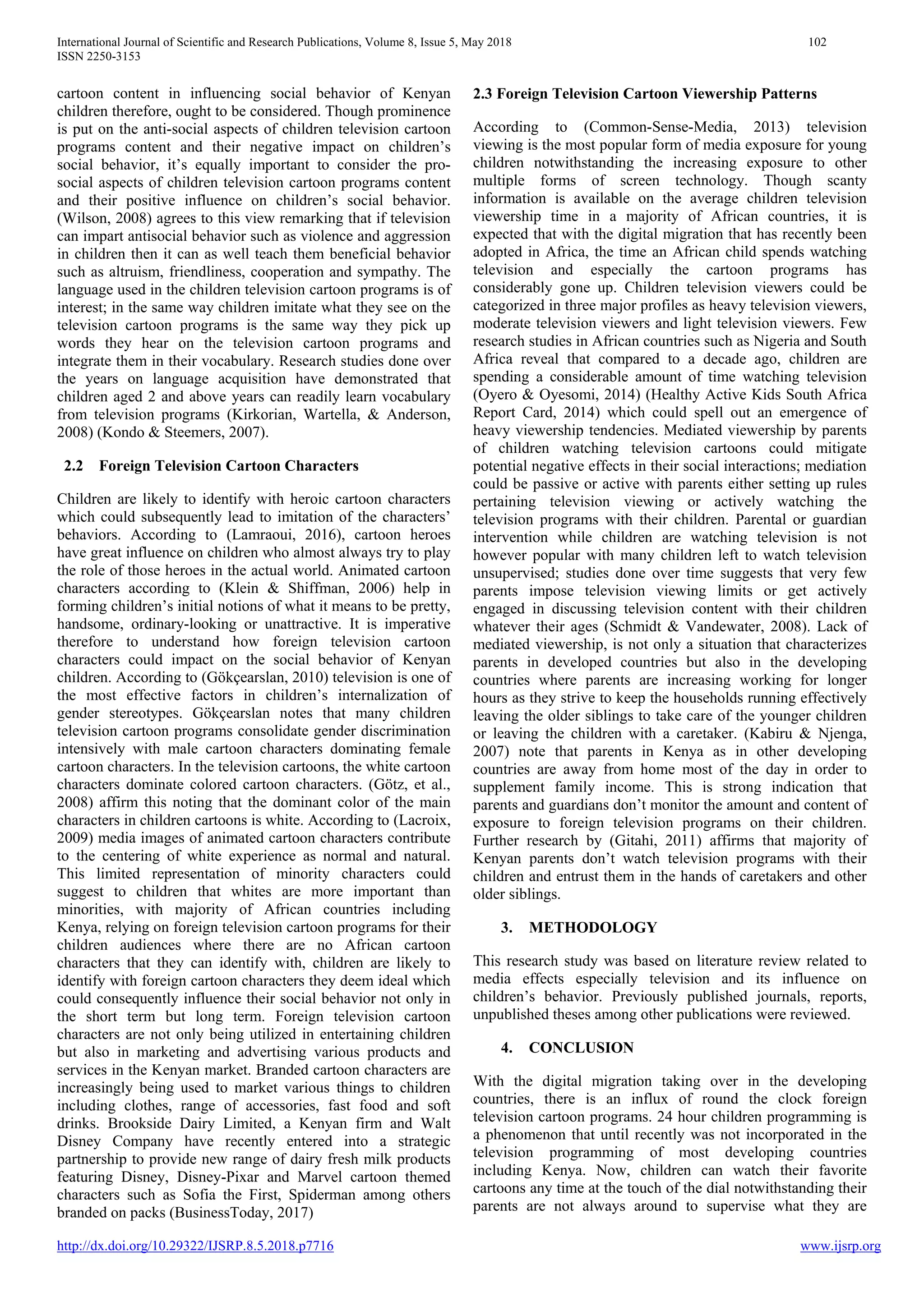 Foreign Television Cartoon Programs and Children’s Social Behavior in ...