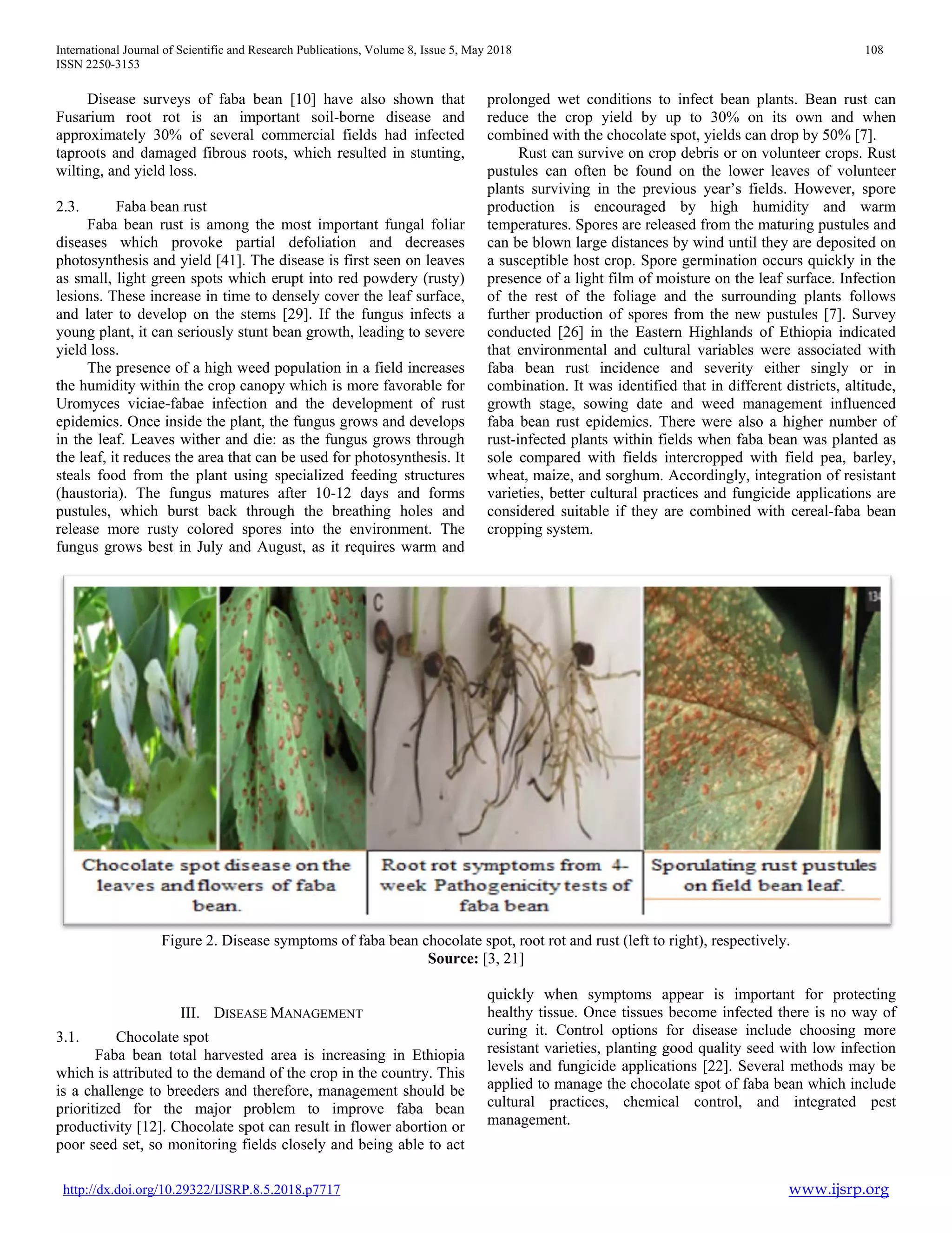 Review on Epidemiology and Management of Faba Bean (Vicia fabae ...
