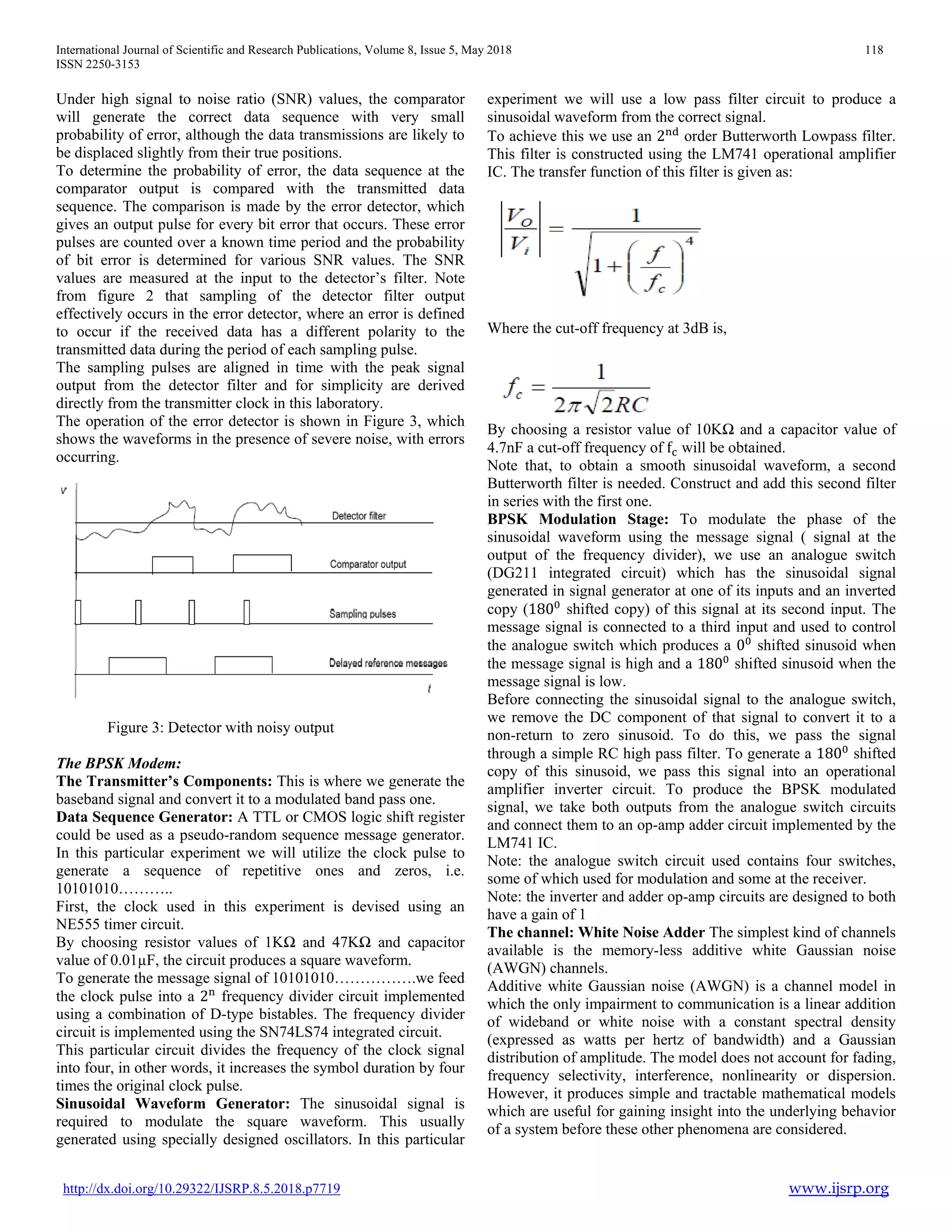 Design and Implementation a BPSK Modem and BER Measurement in AWGN ...