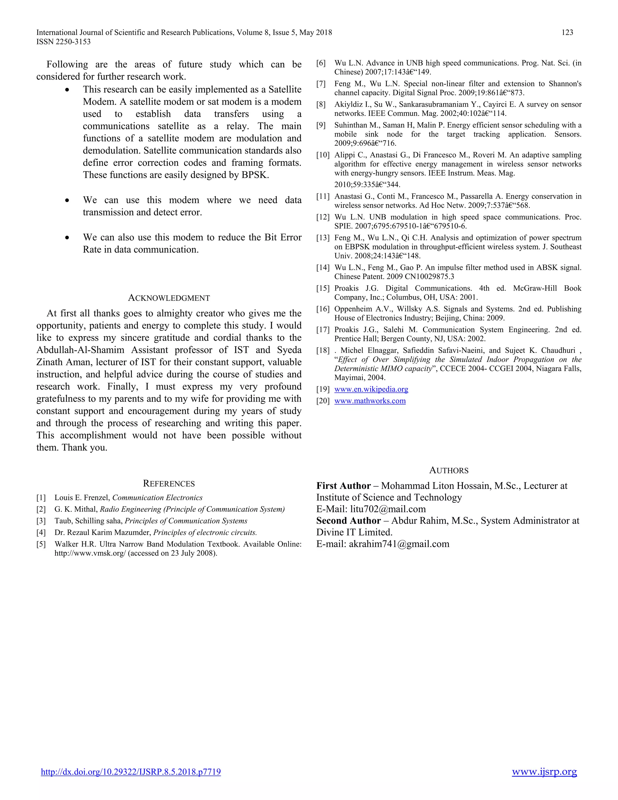 Design and Implementation a BPSK Modem and BER Measurement in AWGN Channel | PDF