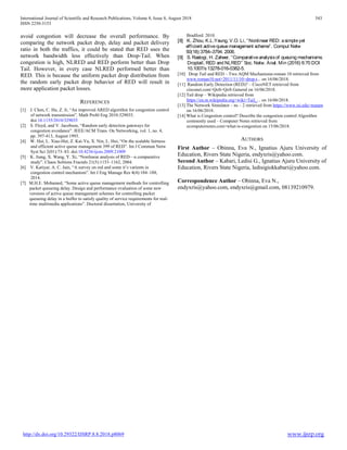 Comparative Analysis of Drop Tail, Red and NLRED Congestion Control Algorithms Using NS2 ...