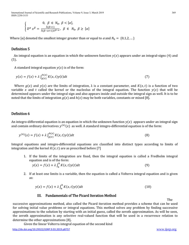 On The Numerical Solution Of Picard Iteration Method For Fractional