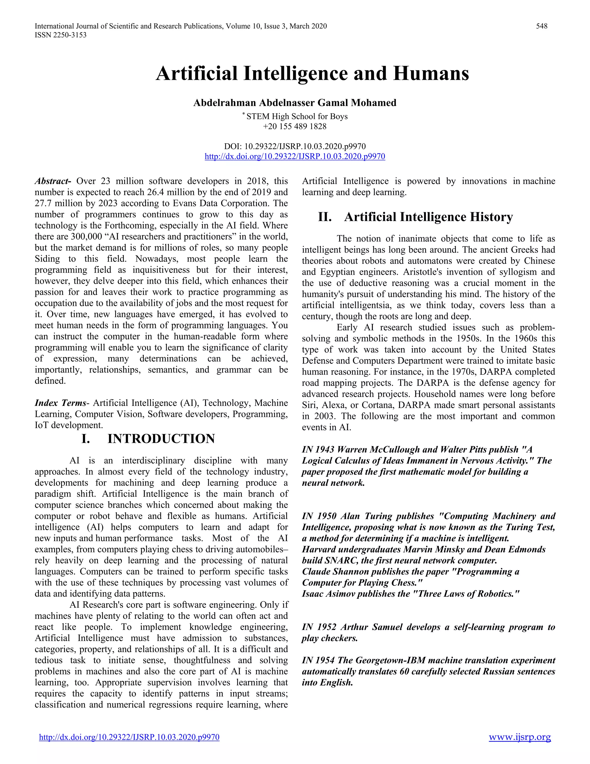 Artificial Intelligence and Humans | PDF