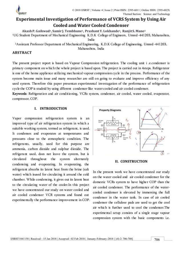 Experimental Investigation & Performance of VCRS system by using Air ...