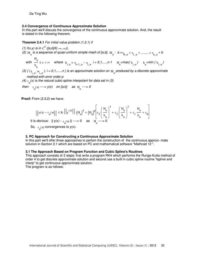 On Continuous Approximate Solution of Ordinary Differential Equations | PDF | Computer Software ...