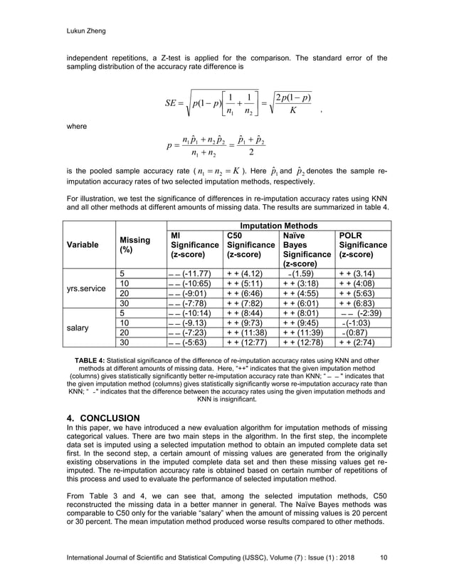 A Two-Step Self-Evaluation Algorithm On Imputation Approaches For Missing Categorical Data | PDF