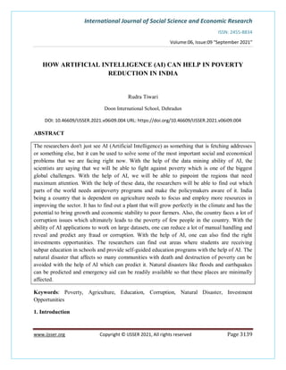 HOW ARTIFICIAL INTELLIGENCE (AI) CAN HELP IN POVERTY REDUCTION IN INDIA Rudra Tiwari | PDF ...