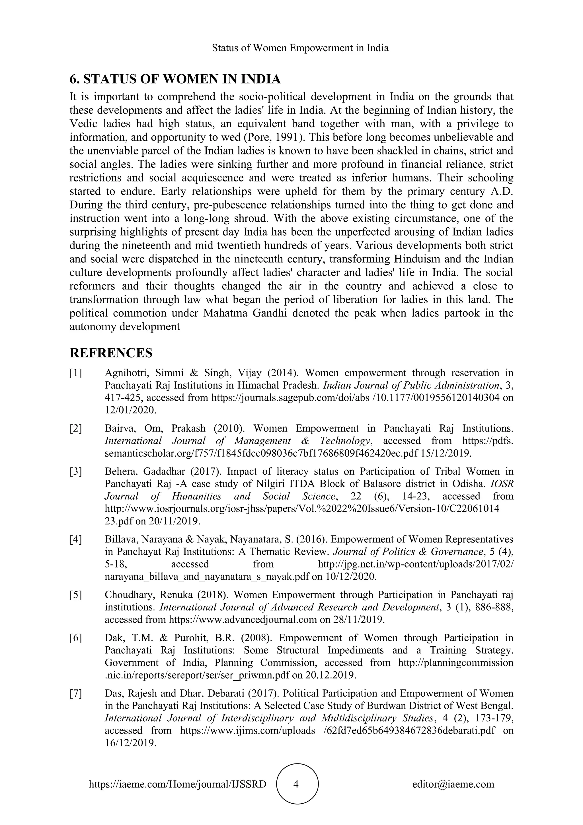 STATUS OF WOMEN EMPOWERMENT IN INDIA | PDF