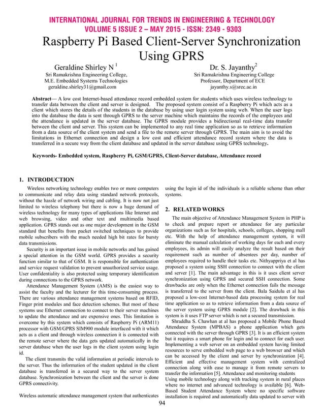 Raspberry Pi Based Client-Server Synchronization Using GPRS | PDF