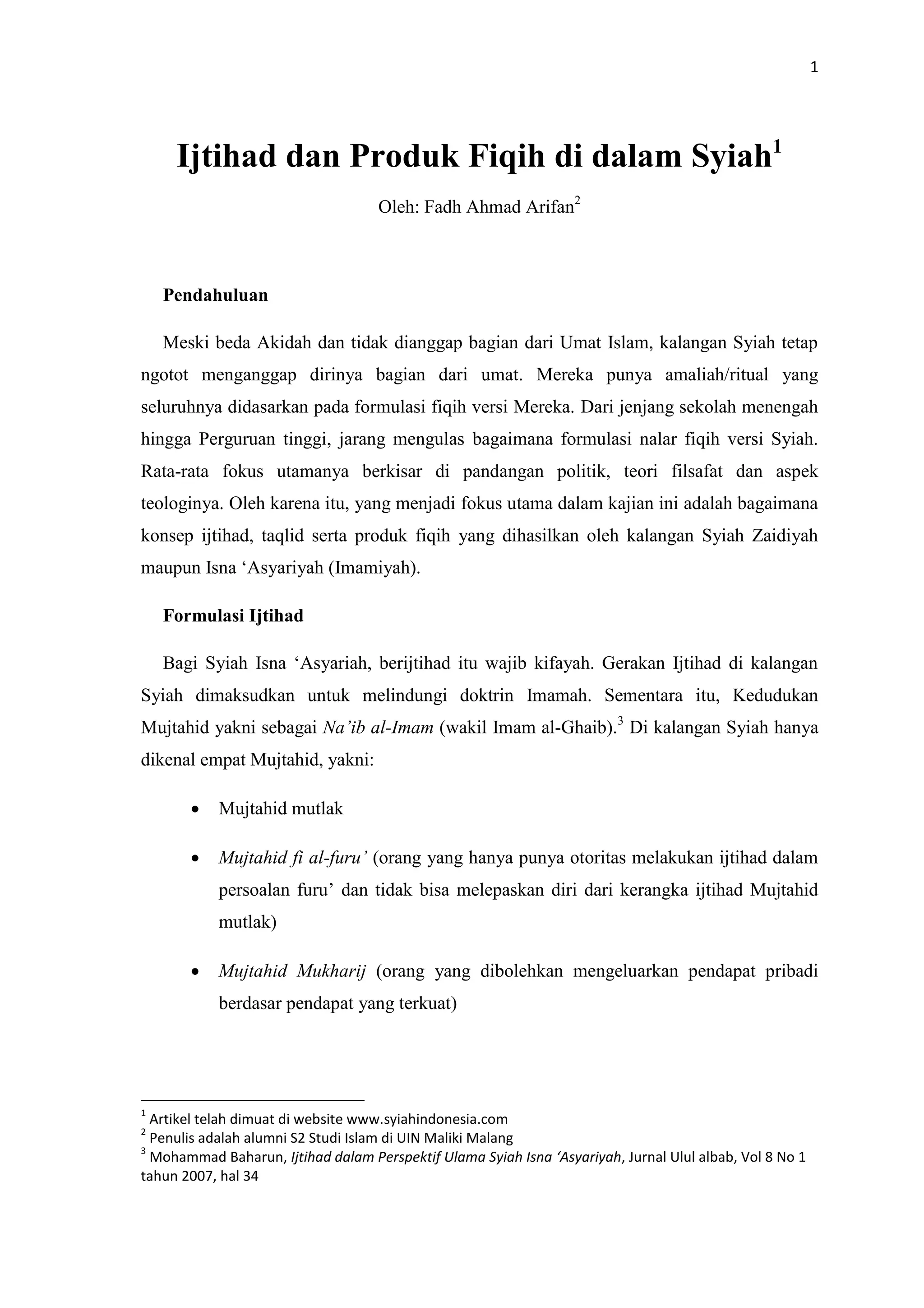 Ijtihad, Posisi Mujtahid dan Taqlid di dalam Syiah | PDF