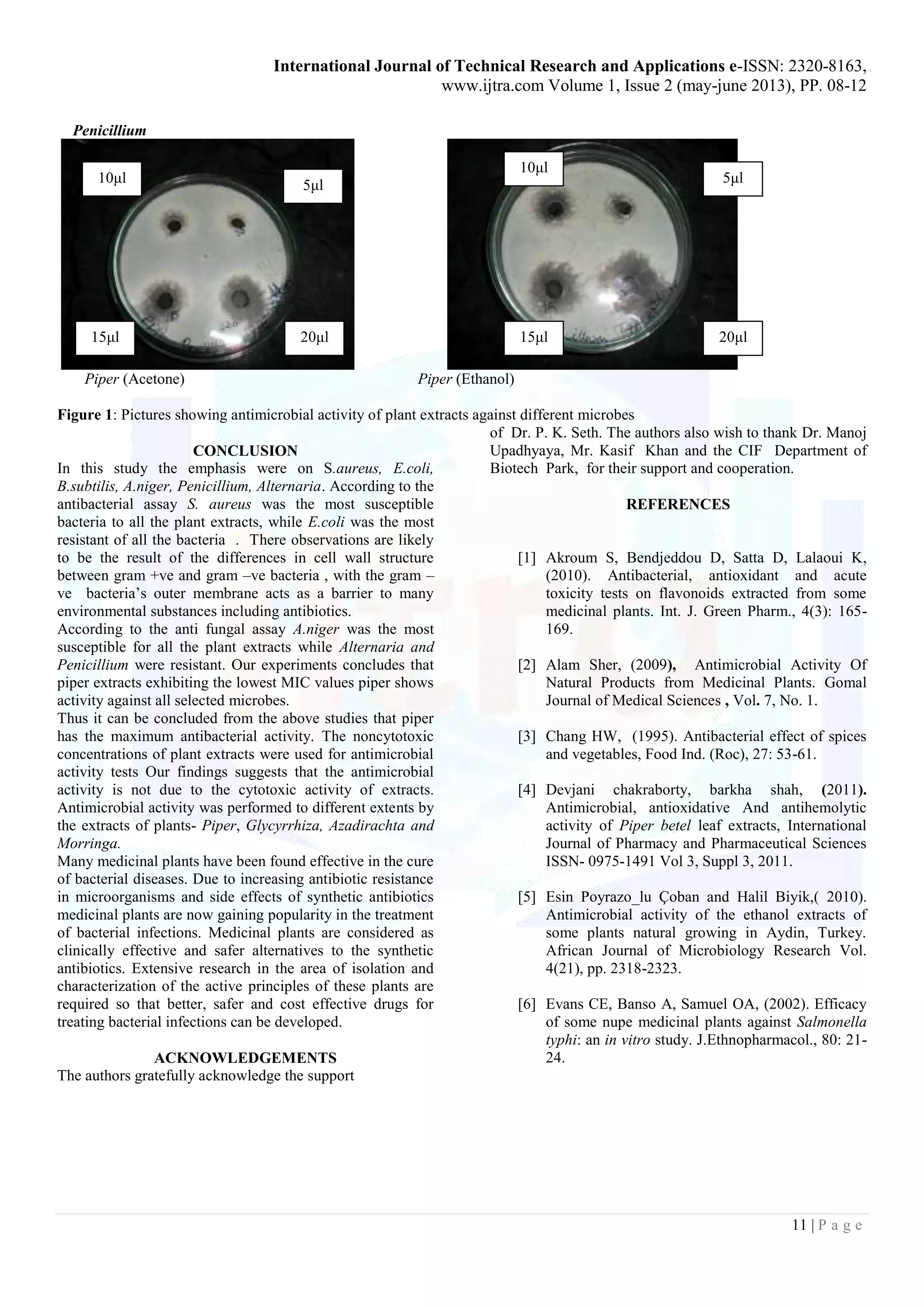 IN VITRO EVALUATION OF ANTIMICROBIAL ACTIVITY OF SOME SELECTED INDIAN ...
