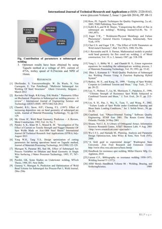 OPTIMIZATION OF WELD BEAD GEOMETRICAL PARAMETERS FOR BEAD ON PLATE SUBMERGED ARC WELDS DEPOSITED ...