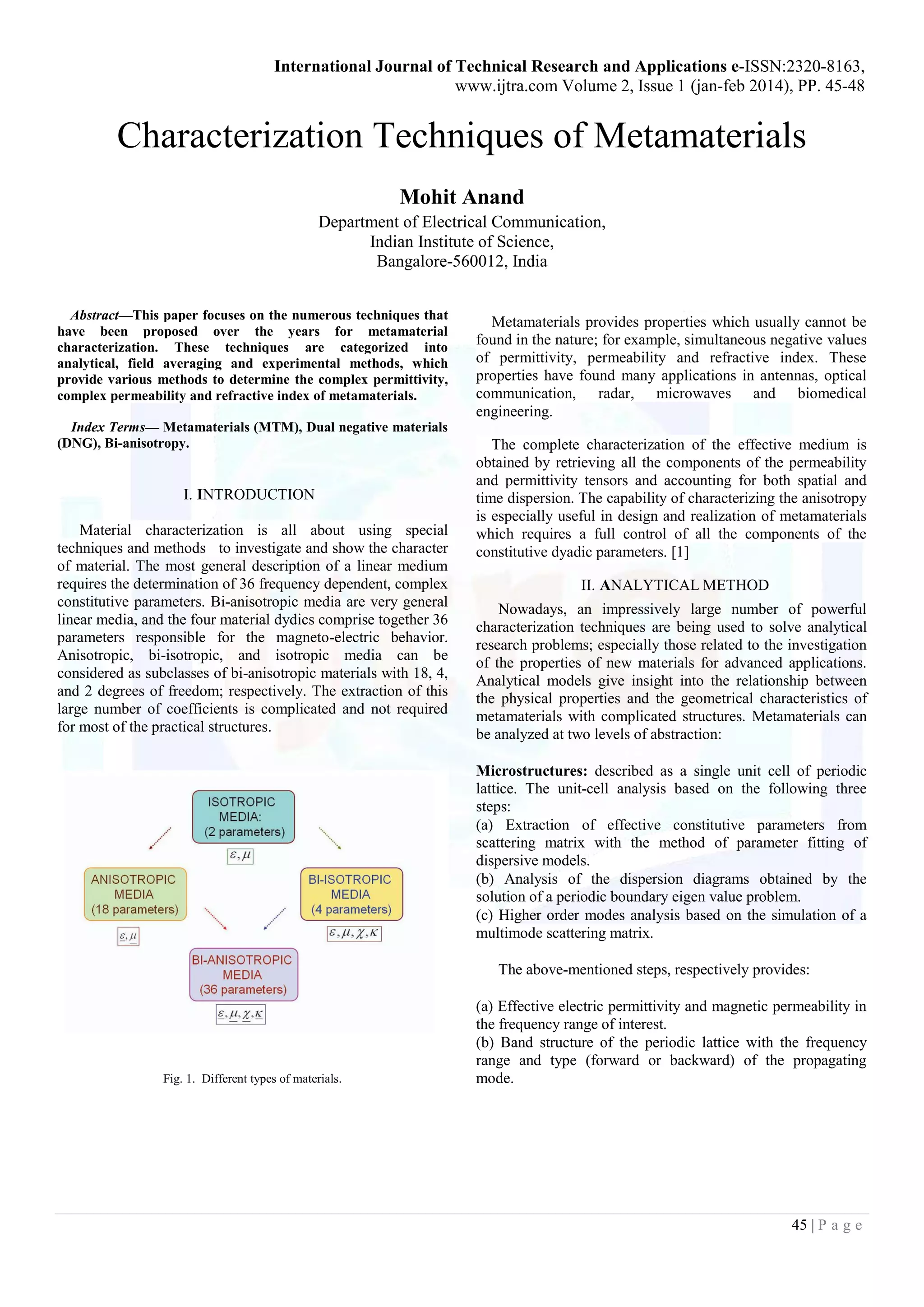 Characterization Techniques of Metamaterials | PDF