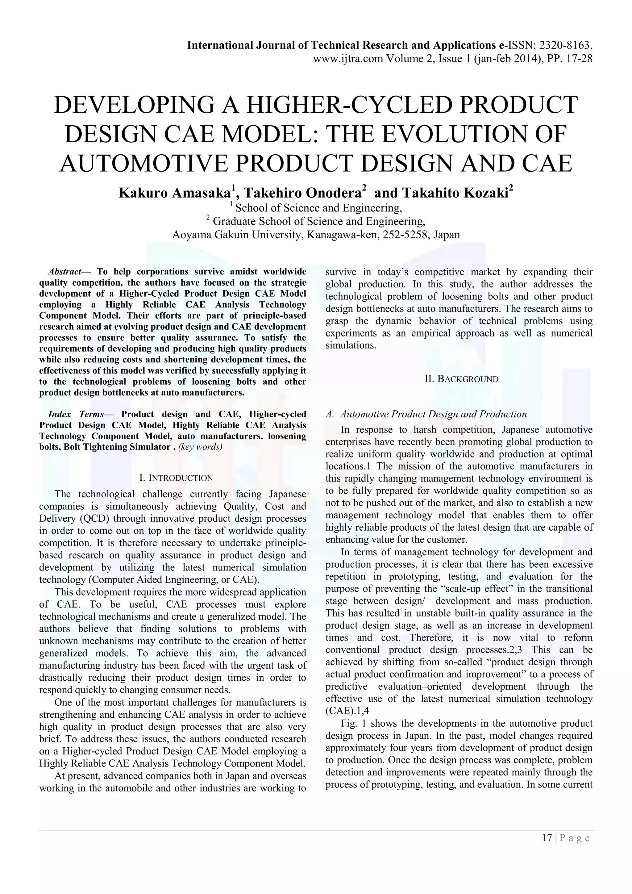 DEVELOPING A HIGHER-CYCLED PRODUCT DESIGN CAE MODEL: THE EVOLUTION OF ...
