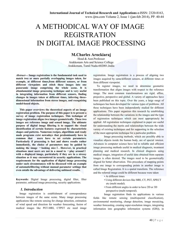 A METHODICAL WAY OF IMAGE REGISTRATION IN DIGITAL IMAGE PROCESSING | PDF | 3-D Graphics ...