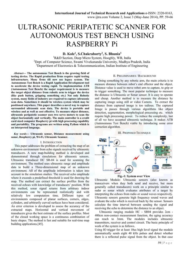 ULTRASONIC PERIPATETIC SCANNER FOR AUTONOMOUS TEST BENCH USING ...