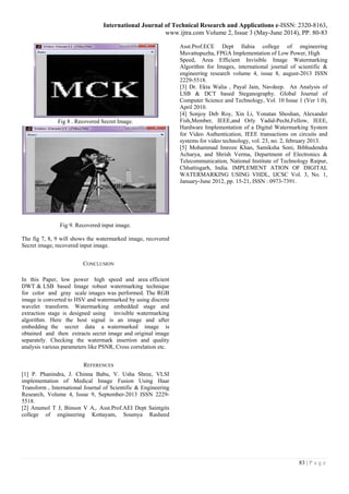 LSB & DWT BASED DIGITAL WATERMARKING SYSTEM FOR VIDEO AUTHENTICATION. | PDF